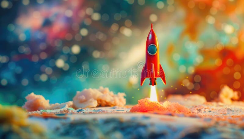 A Rocket is Launching into Space with a Colorful Background by AI ...