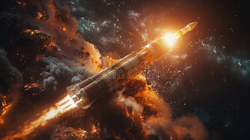 Rocket Launching into Space Stock Image - Image of cosmic, engineering ...