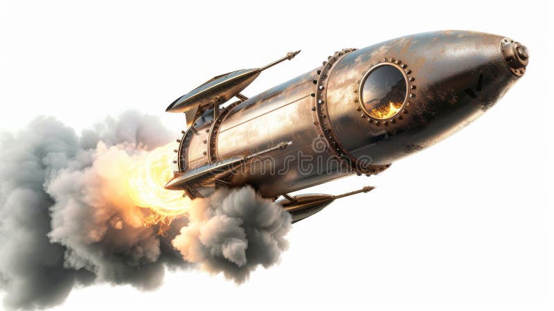 Rocket Launching into Space with Fiery Thrusters Stock Photo - Image of ...