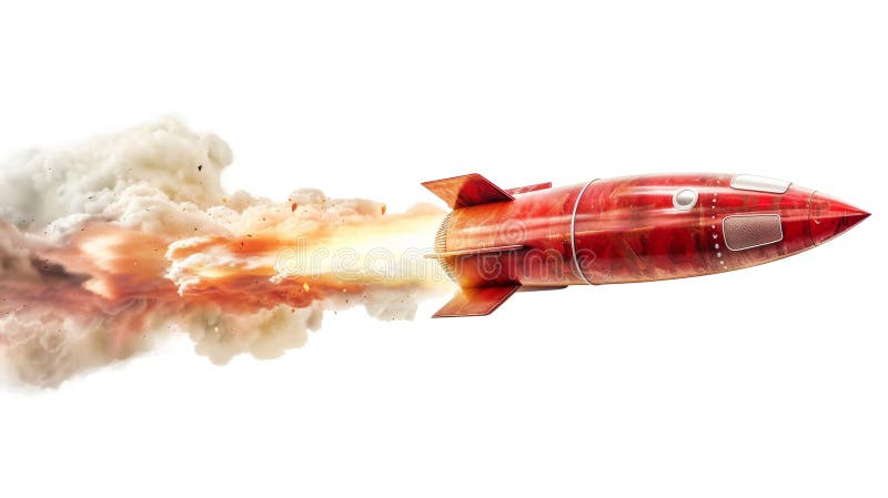 Rocket Launching into Space with Fiery Thrusters Stock Image - Image of ...