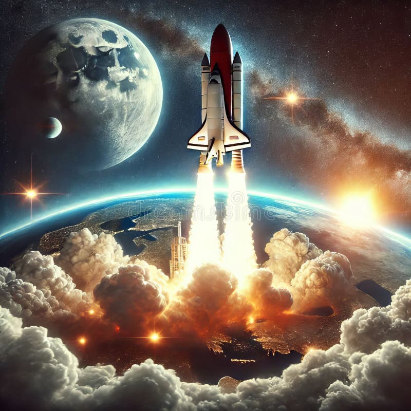 A Rocket Launching into Space Overcoming Earth S Gravity with Po Stock ...