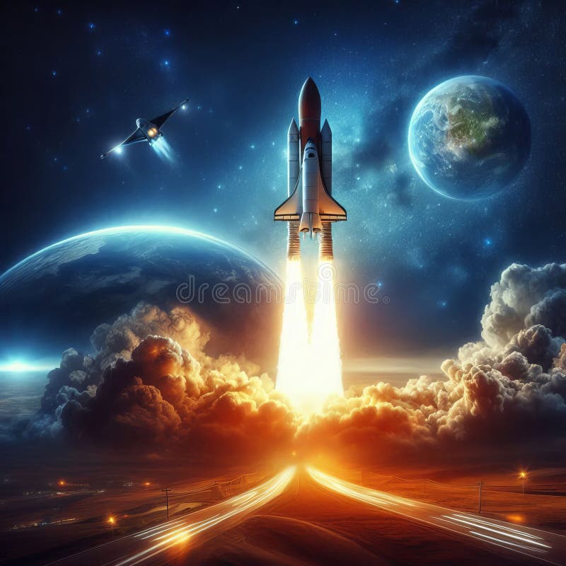 A Rocket Launching into Space Overcoming Earth S Gravity with Po Stock ...