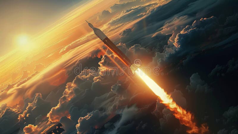 Rocket Launching into Space Stock Photo - Image of elon, rendering ...