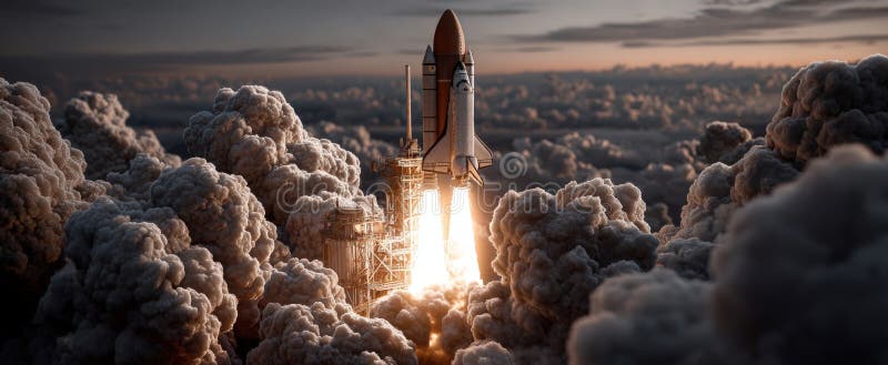 A Rocket is Launching into Space with Smoke Emerging from it Stock ...