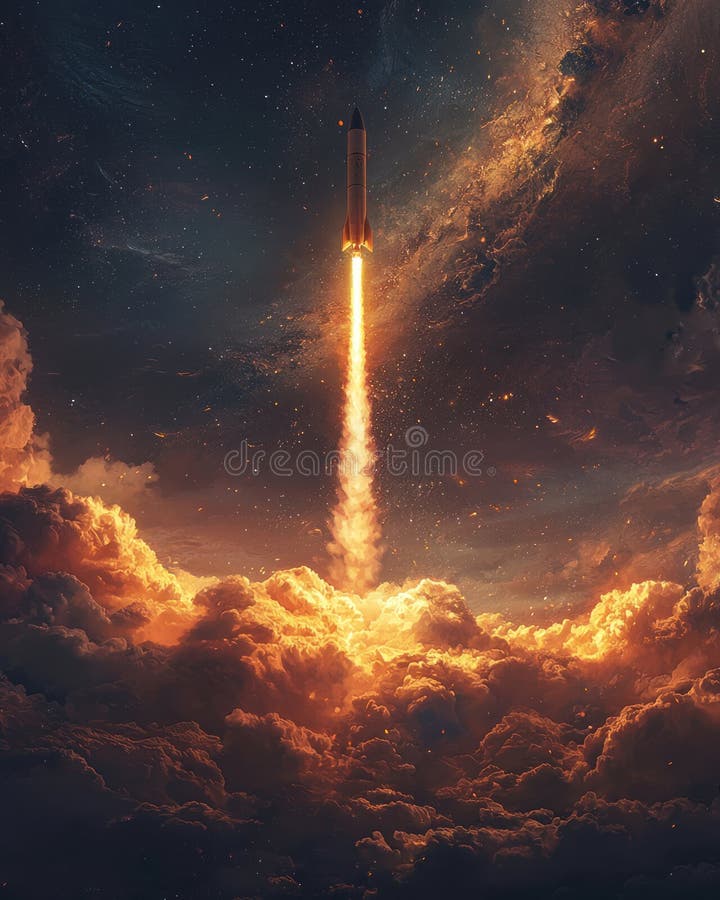 Rocket Launching into Space Symbolizes Ambition and Exploration ...