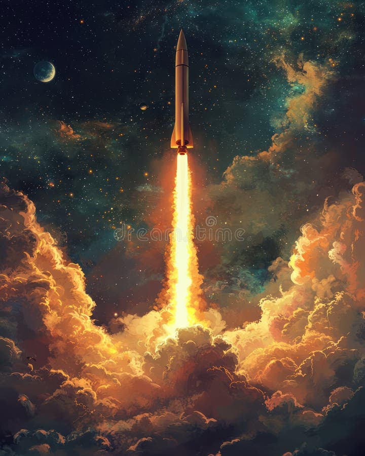 Rocket Launching into Space Symbolizes Ambition and Exploration ...