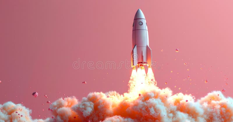 Rocket Launching into Space Stock Photo - Image of trajectory ...