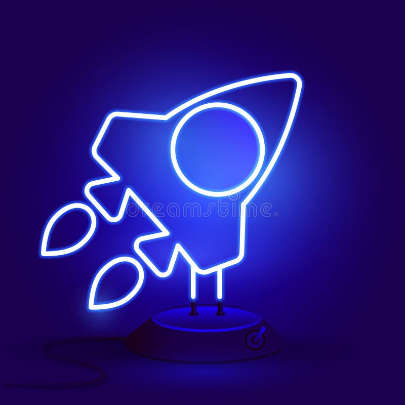 Rocket Neon Sign Spaceship Stock Illustrations – 585 Rocket Neon Sign ...