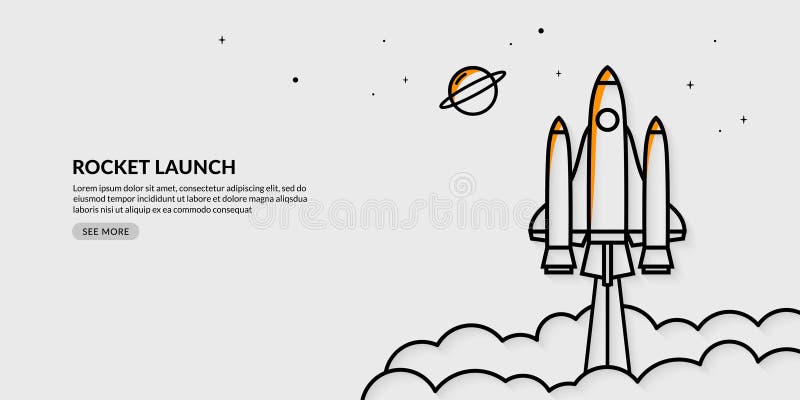 Rocket Launching To Space on Clean Background, Business Start Up ...