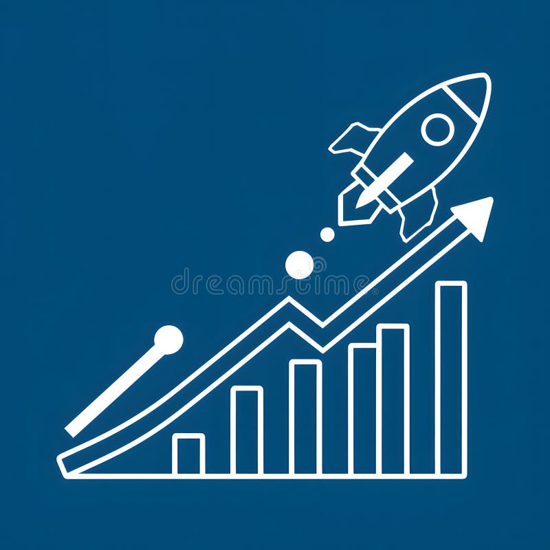 A Rocket Launching Upward Against a Rising Graphical Line, Signifying ...