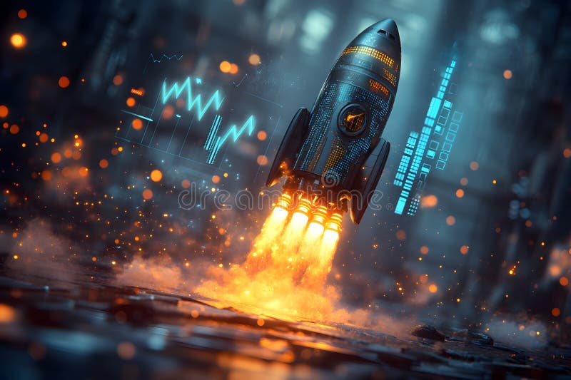 A Rocket Launching Upward from Its Base, a Concept of Unstoppable ...