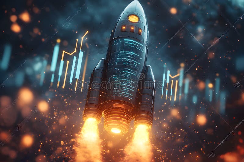 A Rocket Launching Upward from Its Base, a Concept of Unstoppable ...