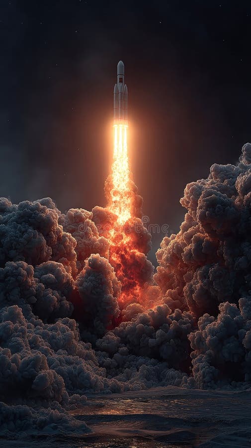 A Rocket Launching Vertically from the Ground. Generative AI. Stock ...