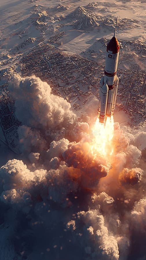 A Rocket Launching Vertically from the Ground. Generative AI. Stock ...