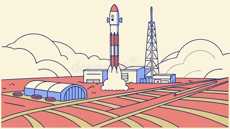 Rocket on Launchpad, Industrial Space Site, Vector Design Generative AI ...