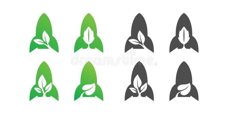 Rocket and Leaf Negative Space Logo Design Stock Vector - Illustration ...