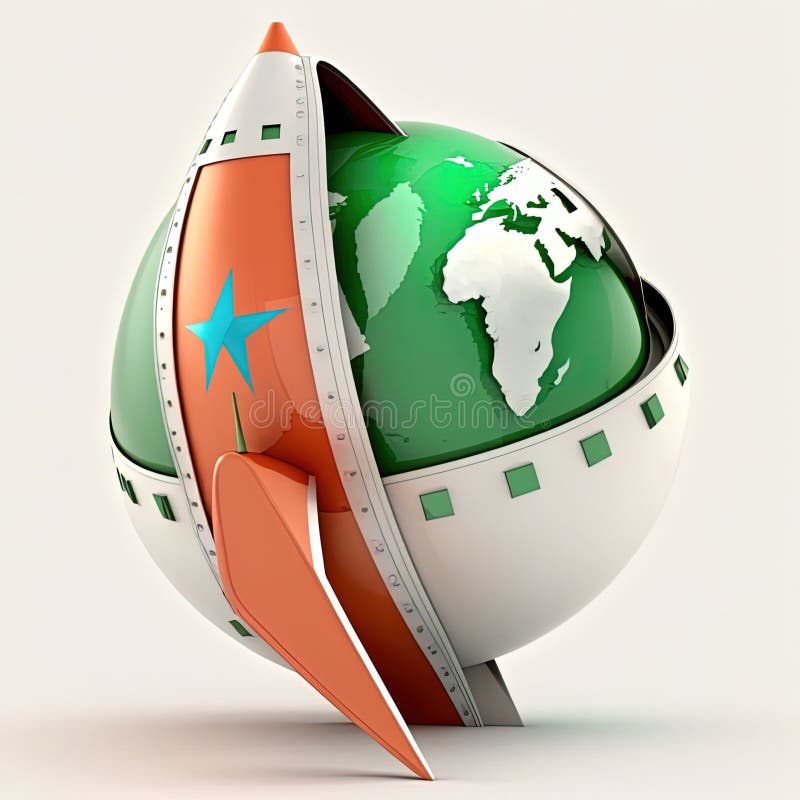 Rocket Leaving Mini Planet Earth Icon Stock Illustration - Illustration ...