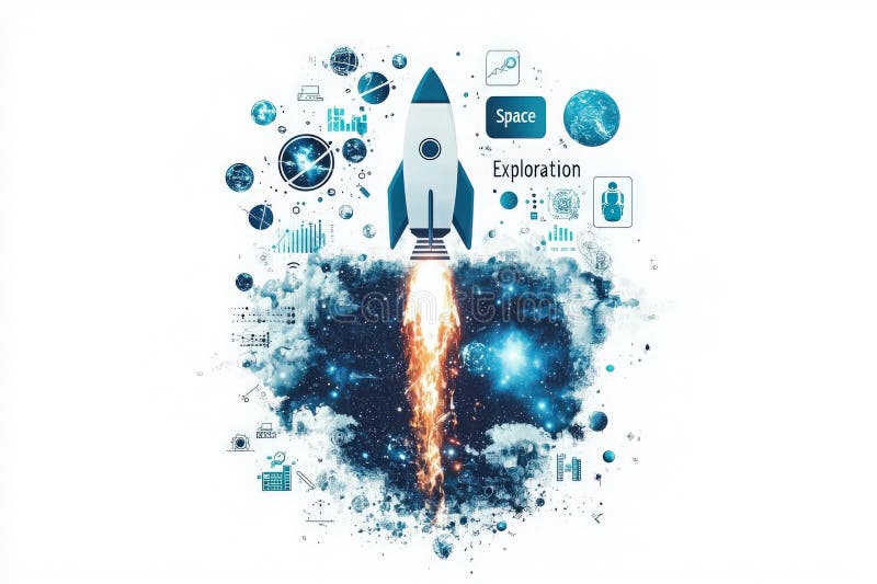 Rocket Launching into Space Symbolizes Exploration and Technological ...