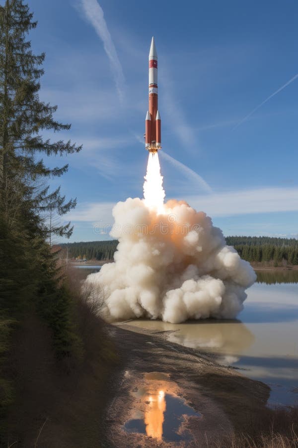 Rocket Liftoff a Stunning Launch Surrounded by Soft Clouds Against a ...