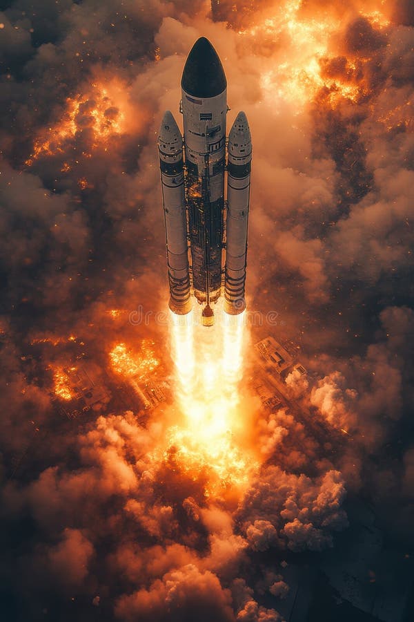 Rocket Lifts Off Powerfully from Launchpad, Surrounded by Flames and ...