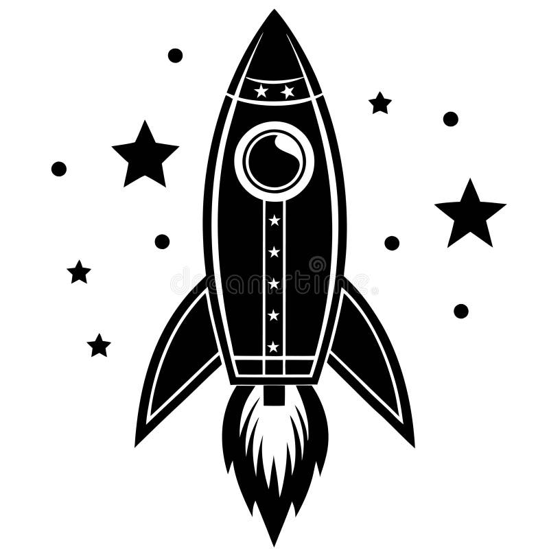 Rocket Line Art Vector Illustration Silhouette Stock Vector ...