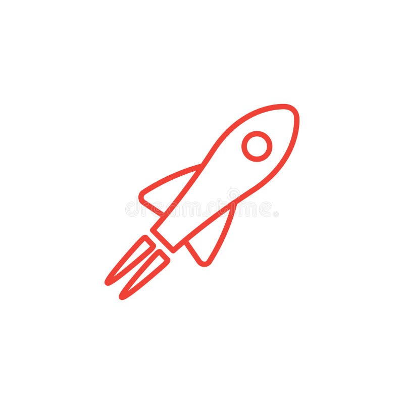 Rocket Icon on Red Background. Red Flat Style Vector Illustration Stock ...