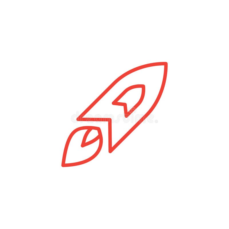 Rocket Line Red Icon on White Background. Red Flat Style Vector ...