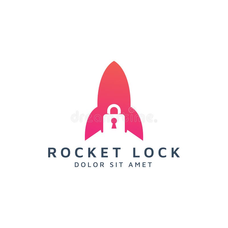 Rocket and Lock Negative Space Logo Design Stock Vector - Illustration ...