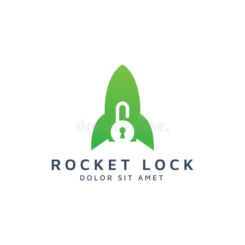 Rocket and Lock Negative Space Logo Design Stock Vector - Illustration ...