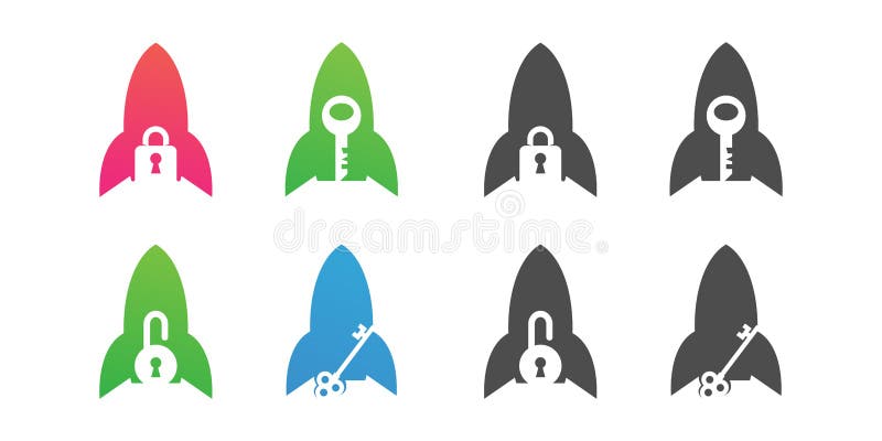 Rocket and Lock Negative Space Logo Design Stock Vector - Illustration ...