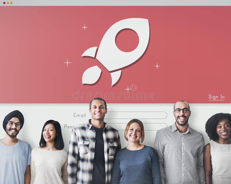 Rocket Login Password Internet Network Security System Success C Stock ...