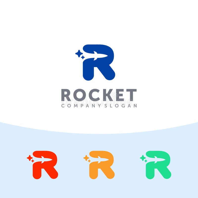 Rocket Logo. Colorful R Letter with Rocket and Stars in the Negative ...