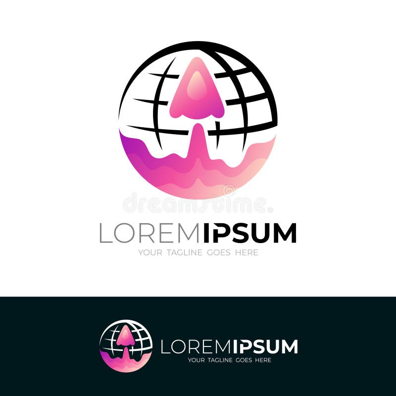 Rocket Logo and Globe Design Combination, Up Logos Stock Vector ...
