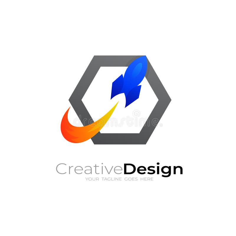 Rocket Hexagon Logo Design Vector Illustration Stock Vector ...