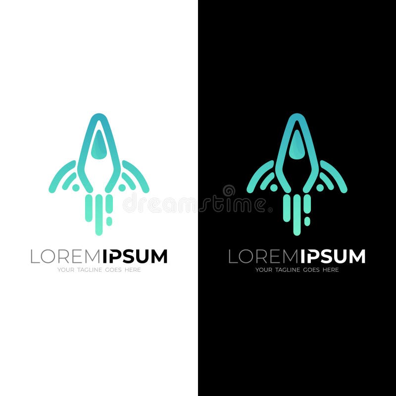 Rocket Logo with Line Design Vector, Transportation Logos Stock ...