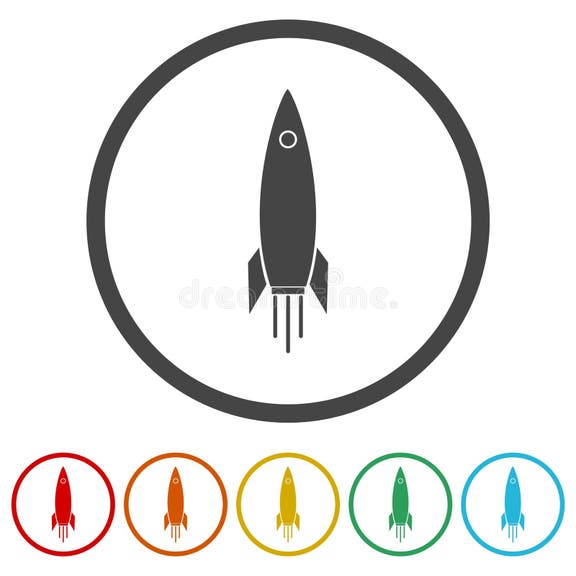 Rocket Logo. Set Icons in Color Circle Buttons Stock Vector ...