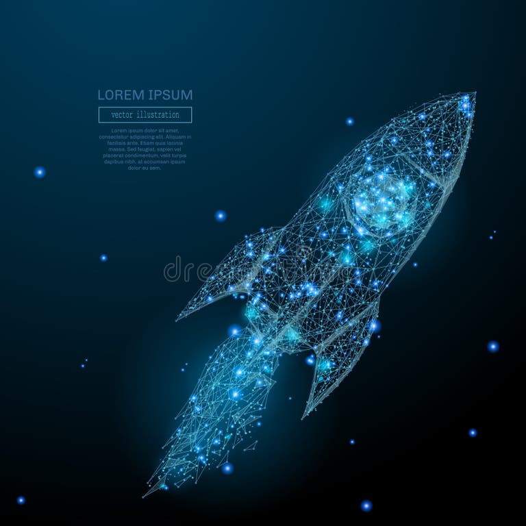 Rocket low poly blue stock vector. Illustration of poly - 93355157