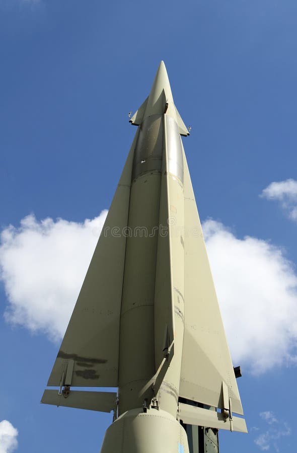 Rocket with Military Explosive Warhead for the War and Blue Sky Stock ...