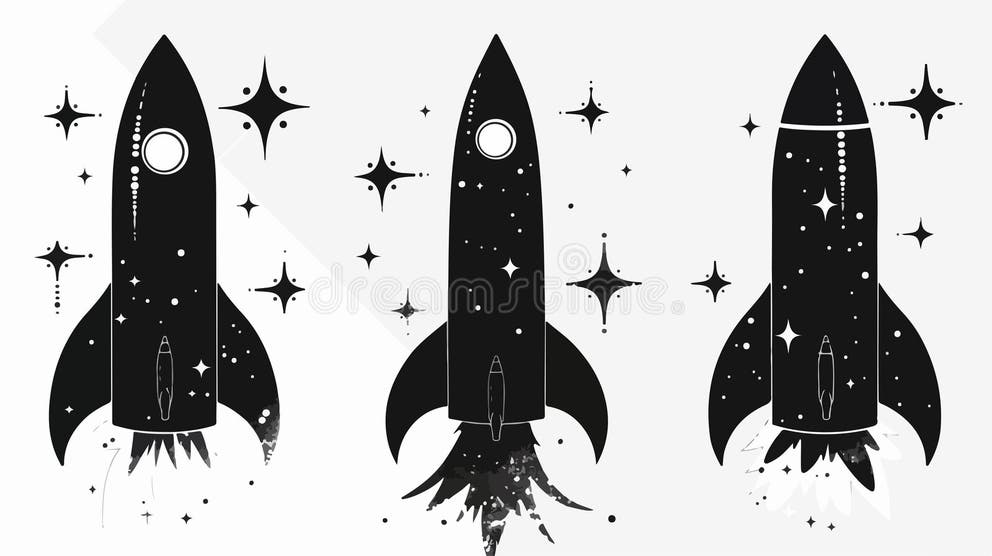 Rocket Minimalist Silhouette Modern Design Concept Stock Vector ...