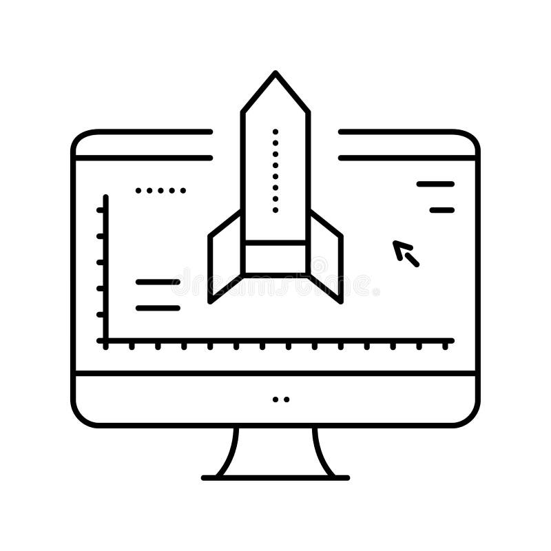 Rocket Modeling Computer Program Line Icon Vector Illustration Stock ...