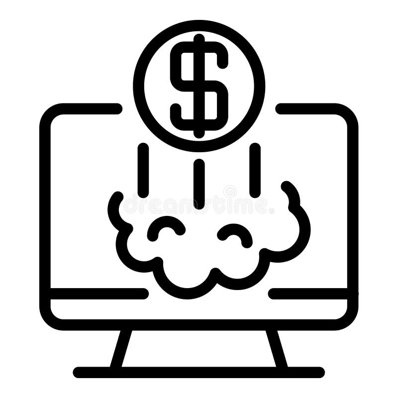 Money Rocket Icon, Outline Style Stock Vector - Illustration of dollar ...