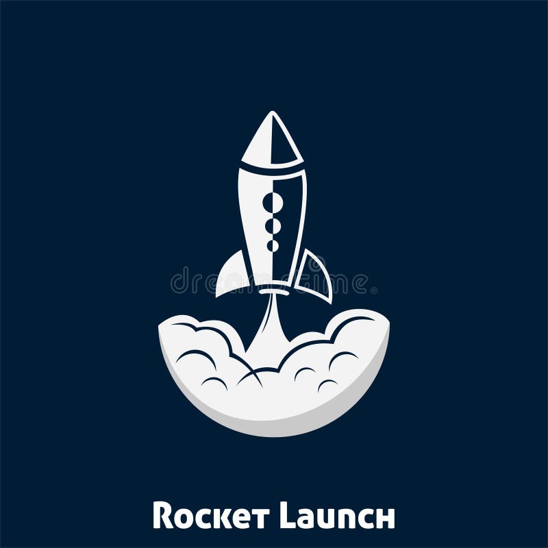 Rocket Moon Launch Illustration Logo Stock Vector - Illustration of ...
