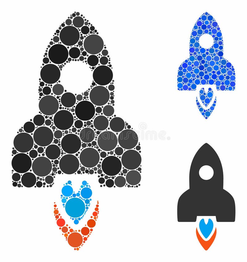 Rocket Mosaic Icon of Round Dots Stock Vector - Illustration of pattern ...