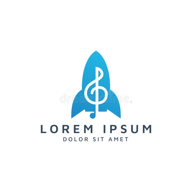 Rocket and Music Negative Space Logo Design Stock Vector - Illustration ...