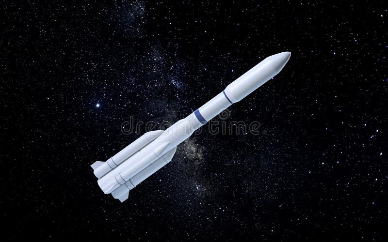 Rocket and Nebula, 3d Rendering Stock Illustration - Illustration of ...