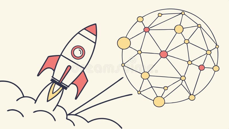 Rocket with Network, Symbolizing Global Connection and Space Tech ...