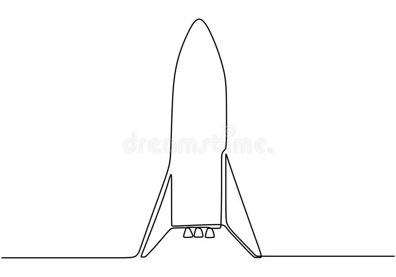 Rocket One Line Drawing. Spaceship Concept Vector Minimalism Style ...