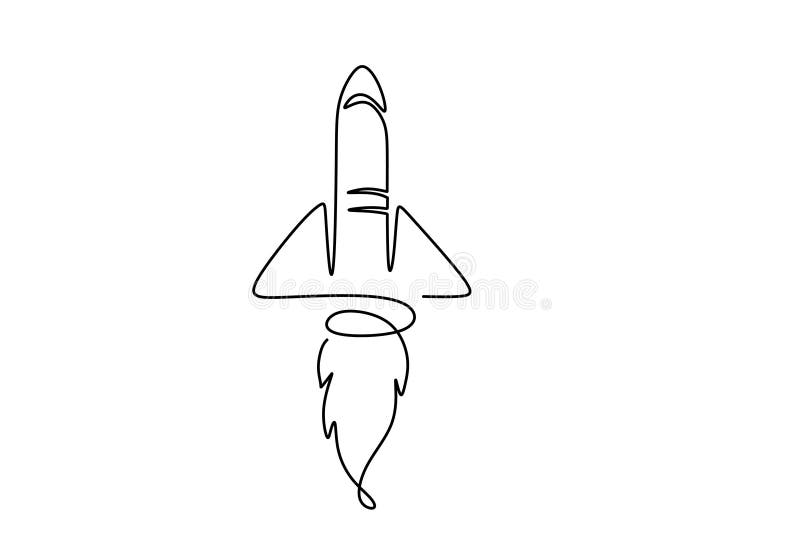 Rocket One Line Drawing. Spaceship Concept Vector Minimalism Style ...