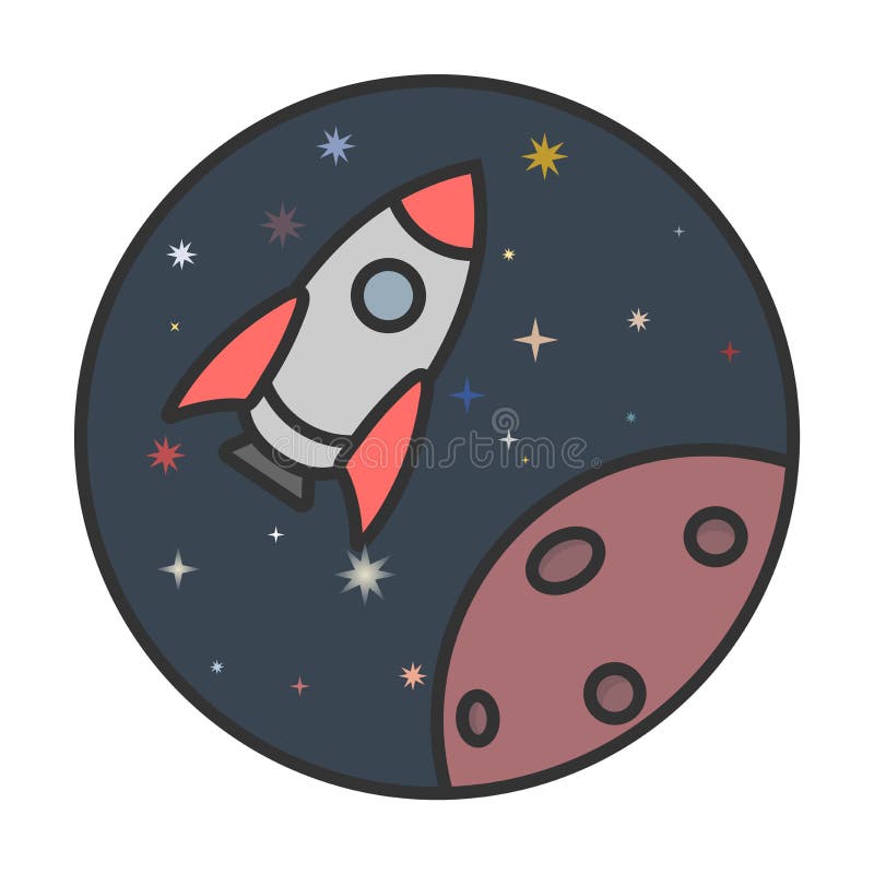 Rocket in Orbit of an Unknown Planet Stock Vector - Illustration of ...
