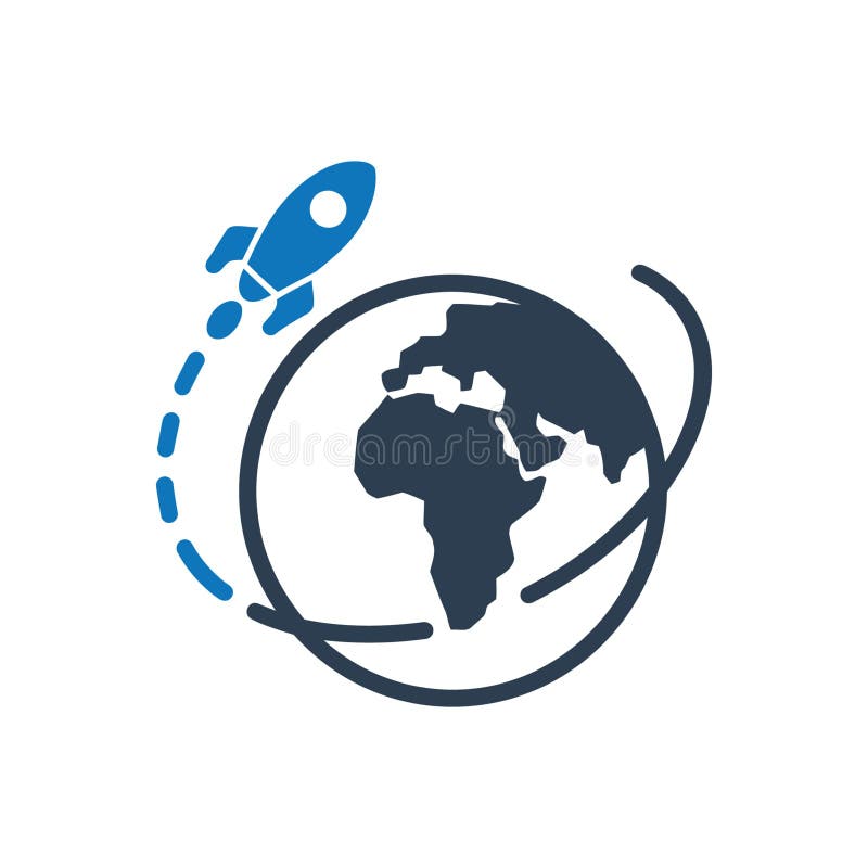 Rocket Orbiting Earth icon stock illustration. Illustration of icon ...